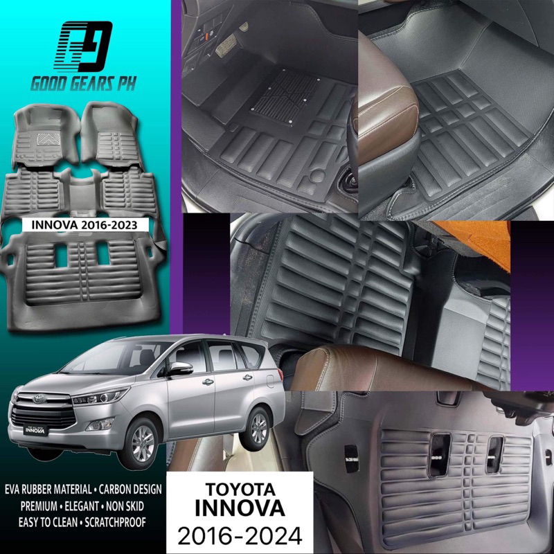 Toyota Innova 2016 to 2024 Deep Dish Car Mattting 5D EVA Rubber Carbon ...