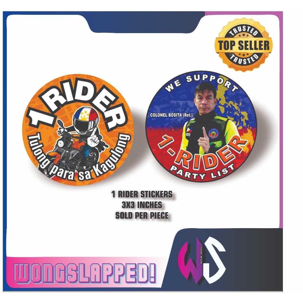 1-RIDER PARTYLIST COL. BOSITA VINYL LAMINATED STICKERS | Shopee Malaysia