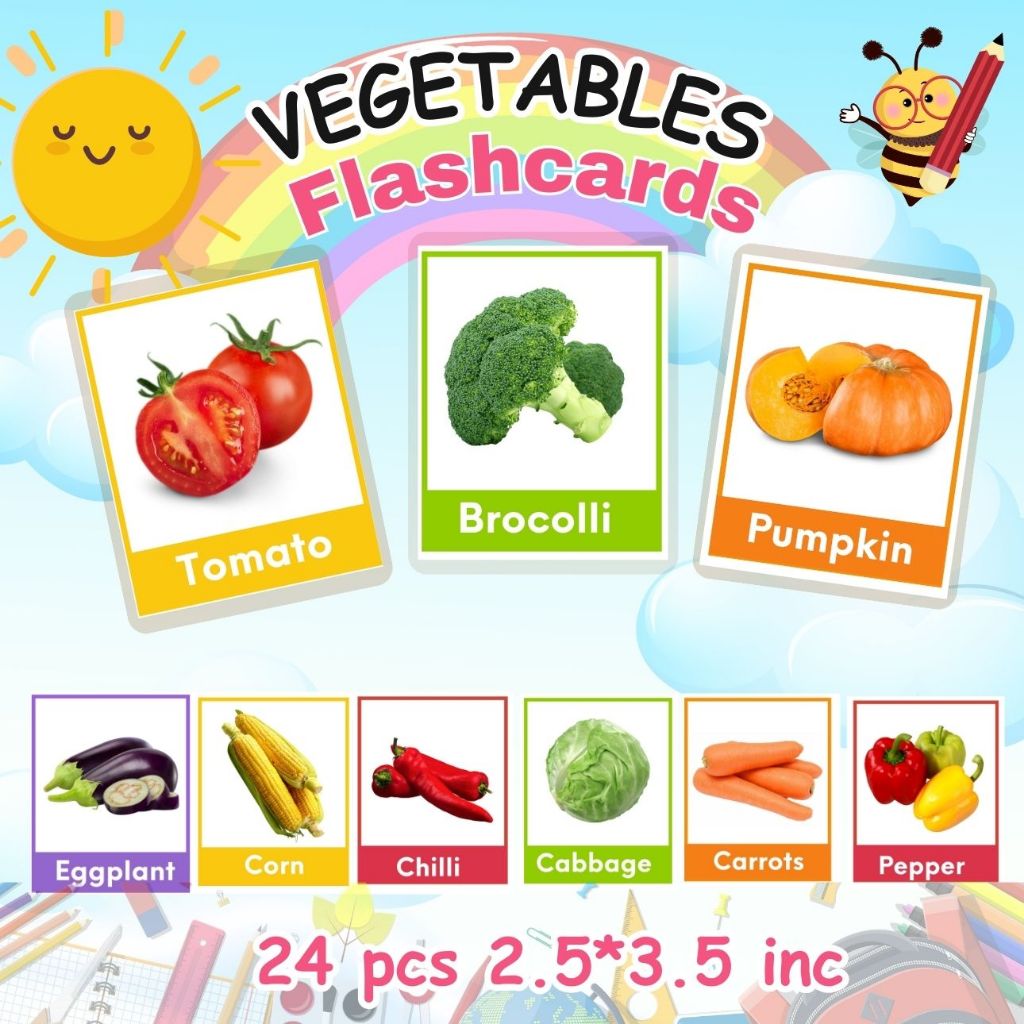 VEGETABLES FULLY LAMINATED EDUCATIONAL FLASHCARDS | Shopee Malaysia
