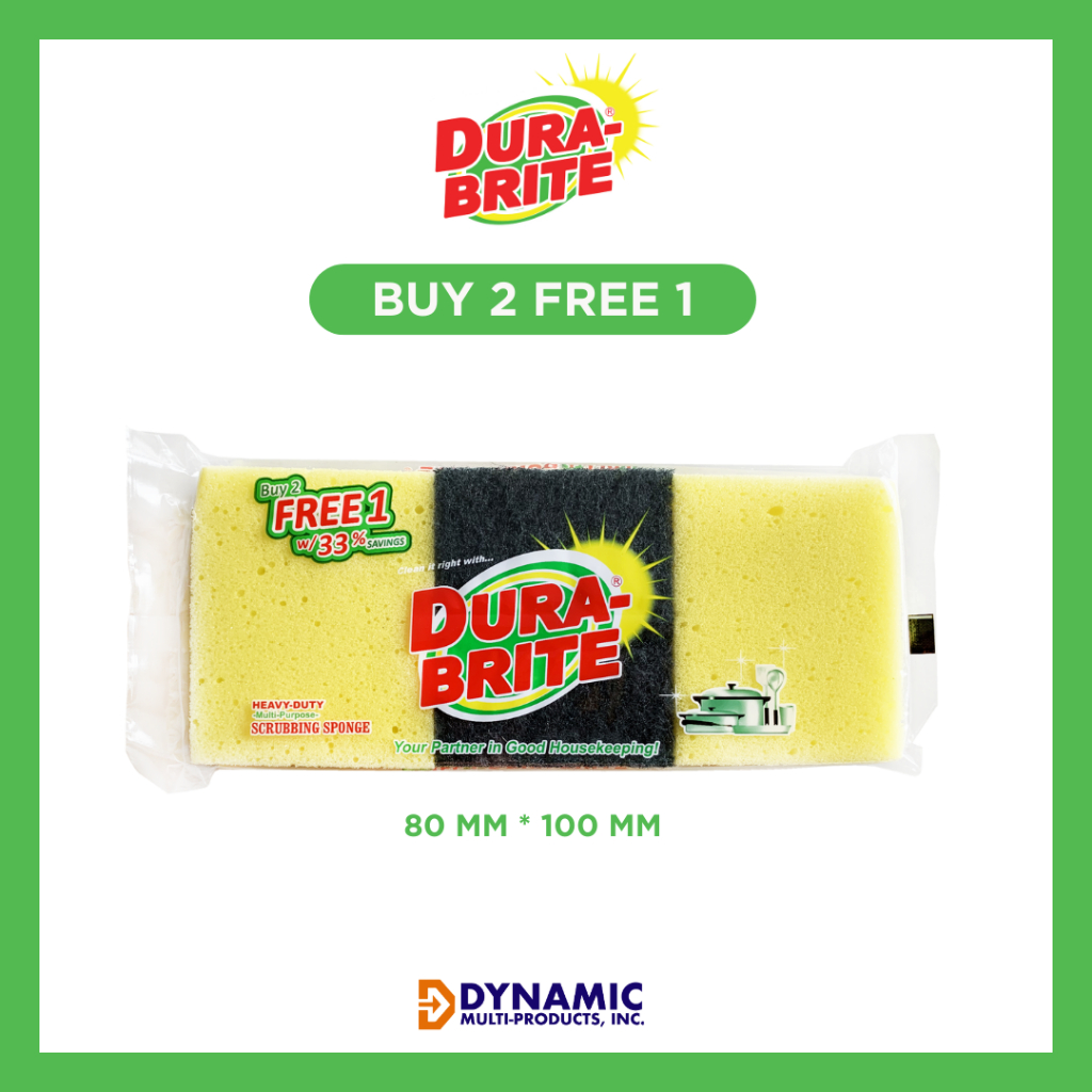 Dura-Brite Value Pack 2+1 Free Multi-Purpose Scrubbing Sponge 80x100mm | Shopee Malaysia