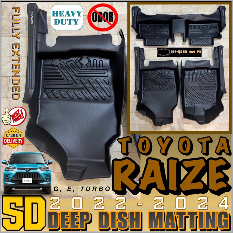 TOYOTA RAIZE 2022-2024 5D DEEP DISH MATTING (fully extended) raize ...