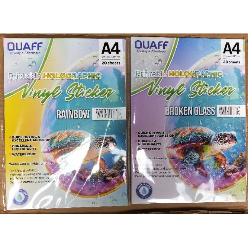 QUAFF PRINTABLE HOLOGRAPHIC VINYL STICKER A4 SIZE 20SHEETS | Shopee ...