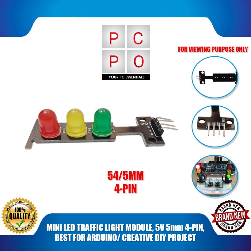 PC PO MINI LED TRAFFIC LIGHT MODULE, 5V 5mm 4-PIN, BEST FOR ARDUINO ...