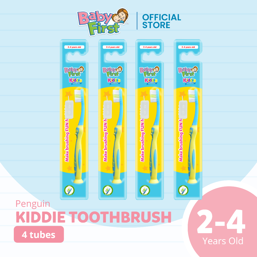 Baby First Kiddie Toothbrush 2-4 Years Old -Penguin 3+1 Pack | Shopee ...