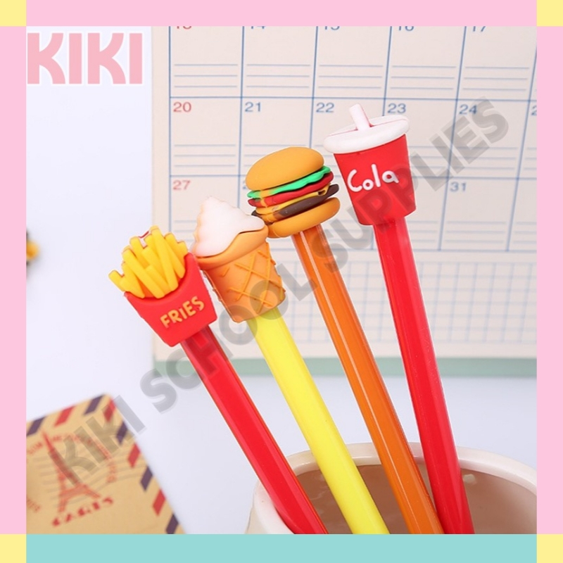 KK Cute Kawaii Creative Gel Pen Black Ink Hamburger Cola Ball Pen Fries ...