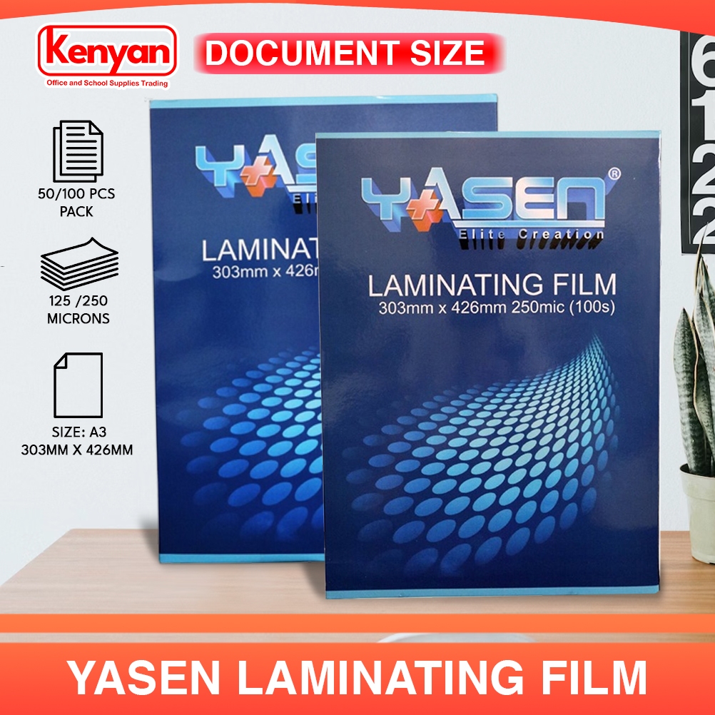 Yasen Laminating Film A3 (303mm x 426mm) 125/250microns 100pcs/50pcs ...