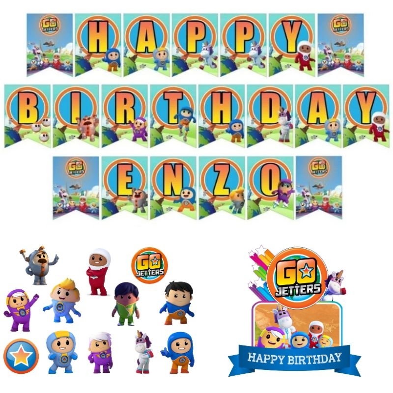 Go Jetters Theme Birthday Party Banner Cupcake Cake Topper Decoration ...