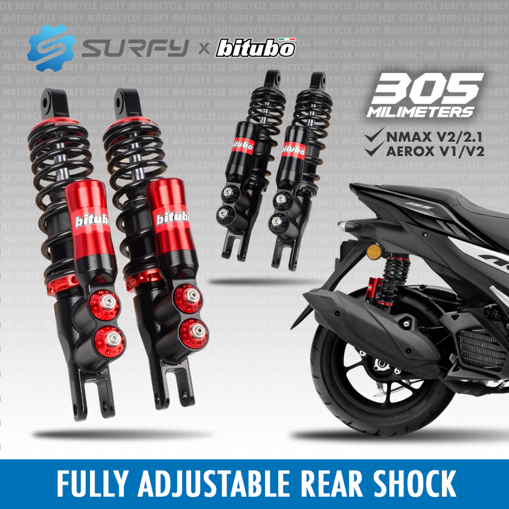Bitubo Rear Shock Gas Absorber 305mm Set For Nmax Aerox v1&v2 Progressive Spring Heavy-Duty CNC ...