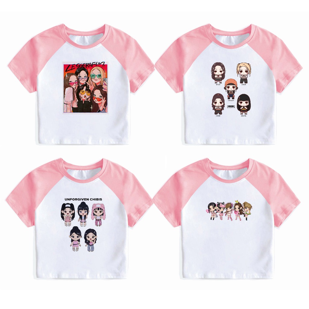 Le sserafim K-P0P Cute Chibi Design Crop Top Raglan Slim Fit | Shopee ...