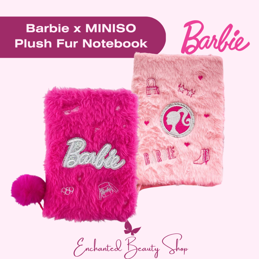 Barbie x MINISO Plush Fur Notebook Light and Dark Pink | Shopee Malaysia