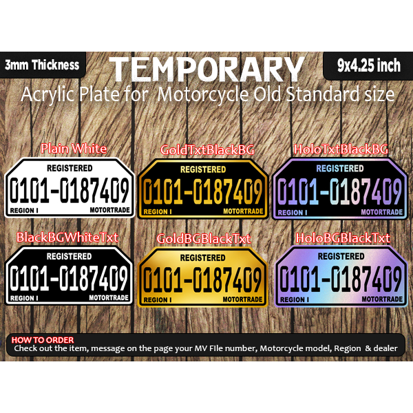 (JD Print) Temporary Motor Plate Number Hologram (Acrylic 3MM Thickness ...