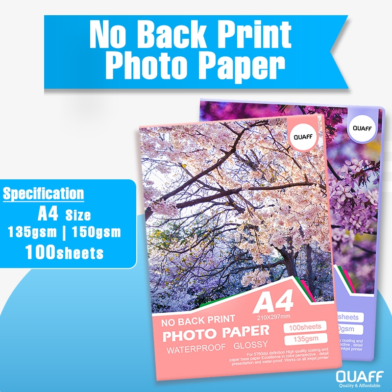 QUAFF Glossy Photo Paper A4 Size No Back Print Inkjet Paper 115gsm ...