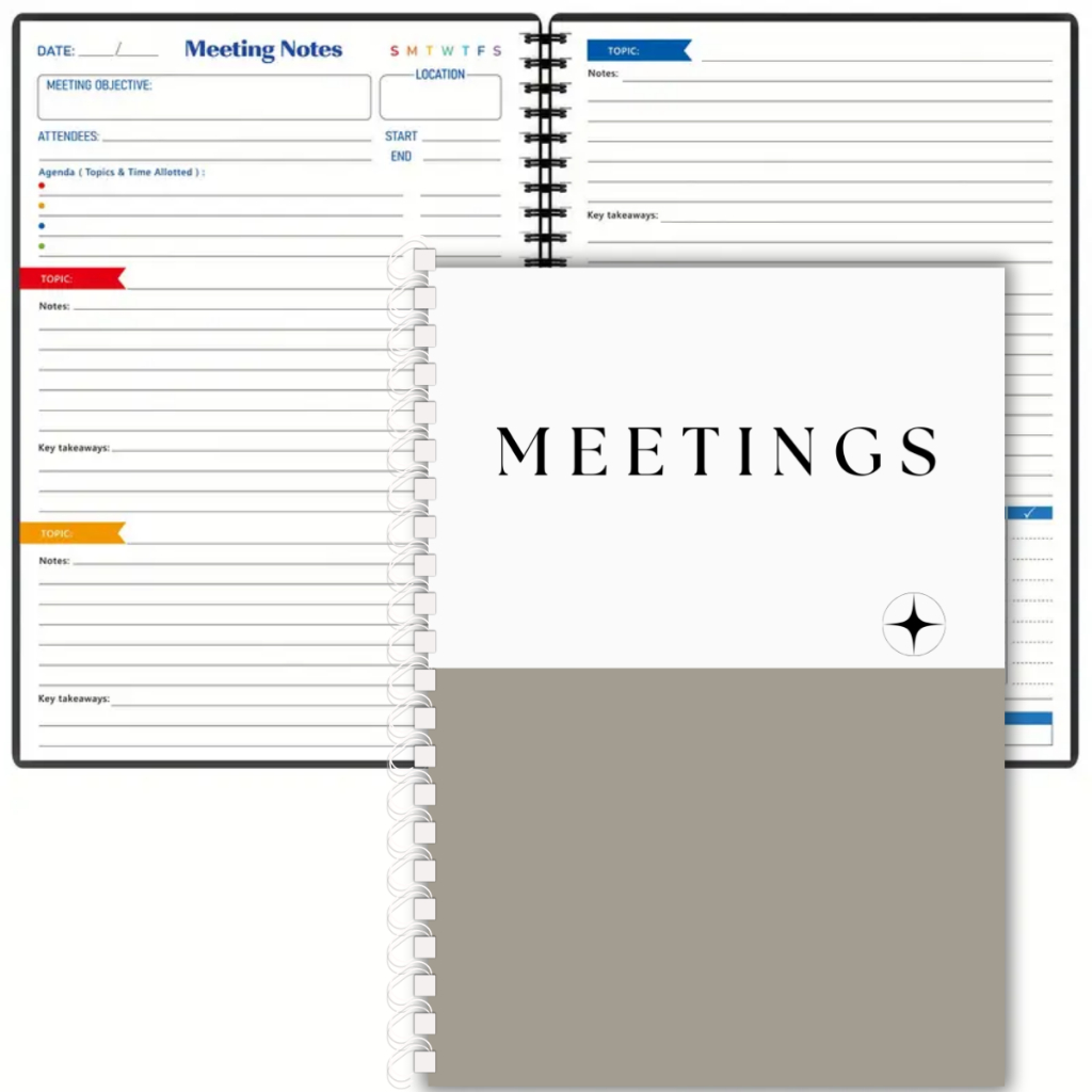 Meeting Notebook For Work With Action Items, Project Planner Notebook ...