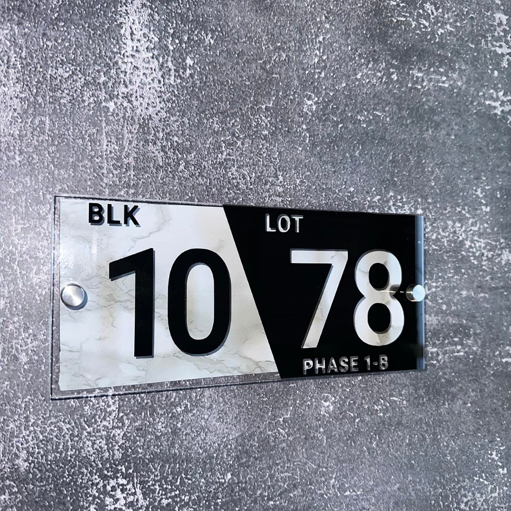 HOUSE PLATE DOUBLE WHITE MARBLE 9.5x4.3in Waterproof Number Acrylic ...