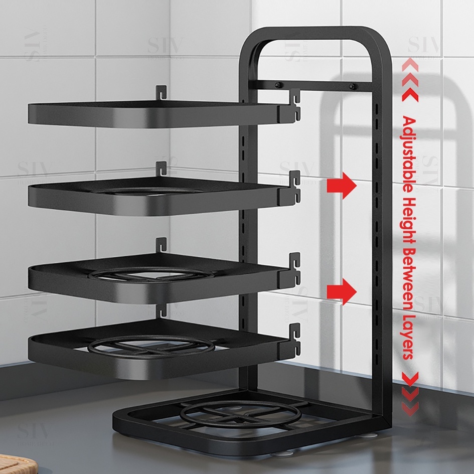 Kitchen Pan Organizer Pot Rack Adjustable Countertop stainless steel ...