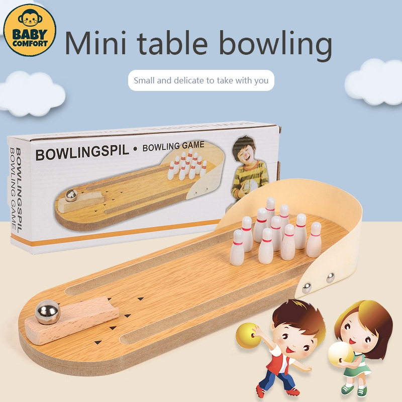 Wooden mini tabletop bowling game fun indoor parent-child interactive ...