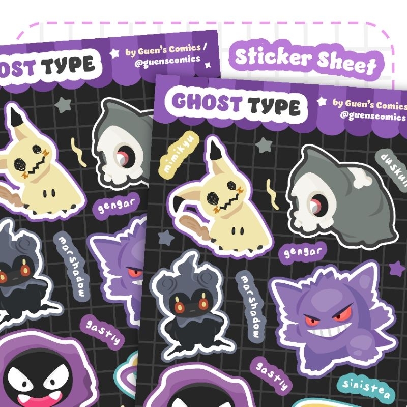 Pokemon Ghost Type Glitter-Laminated Sticker Sheet | Shopee Malaysia