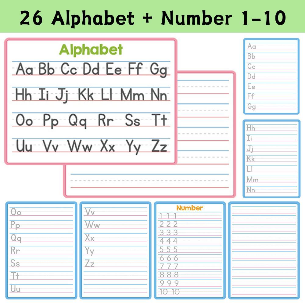 Double Sided English Letter Poster for Kids Dry Erase 26 Alphabet Math ...