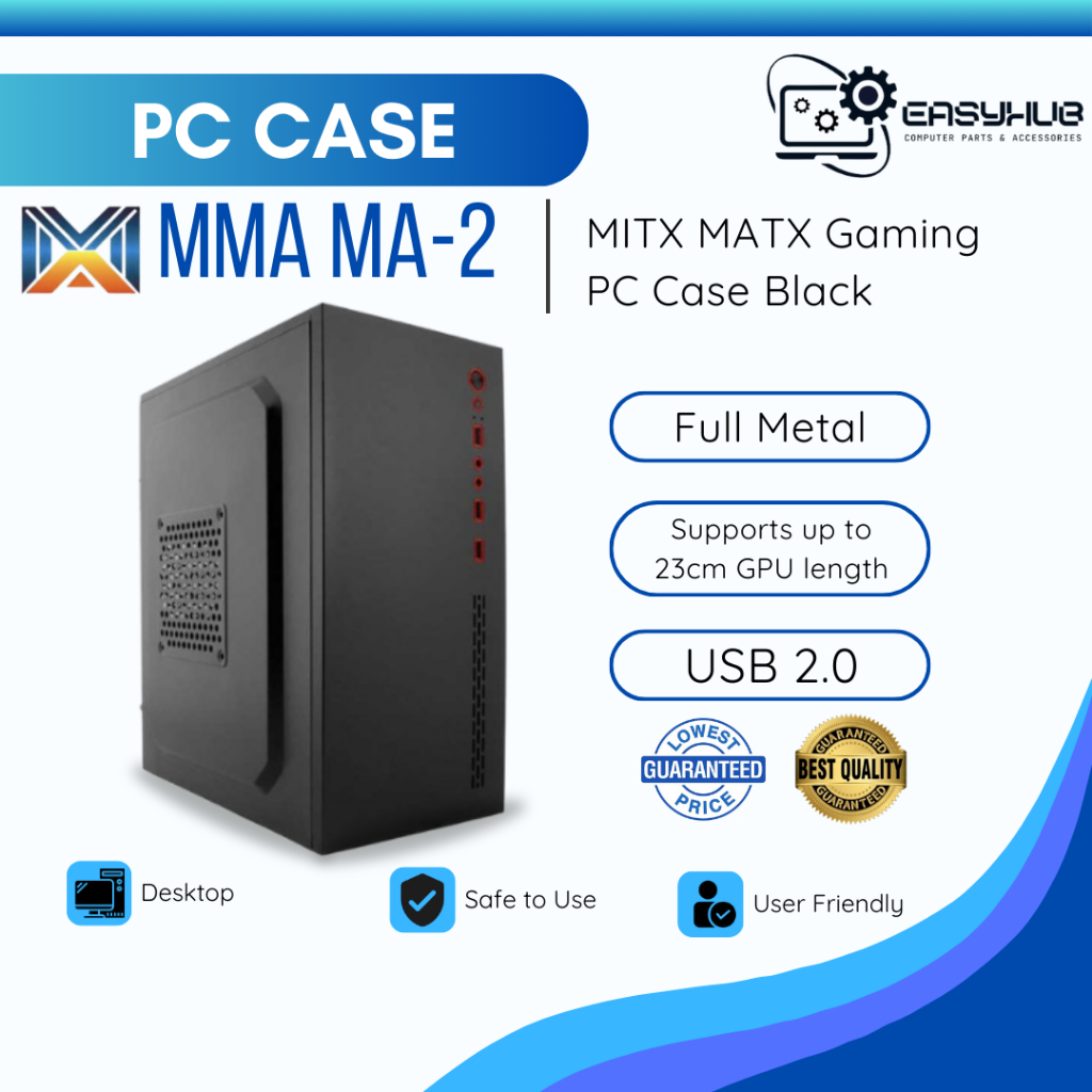 MMA MA-2 MITX MATX Gaming PC Case Black Brand New (NO FANPSU INCLUDED ...