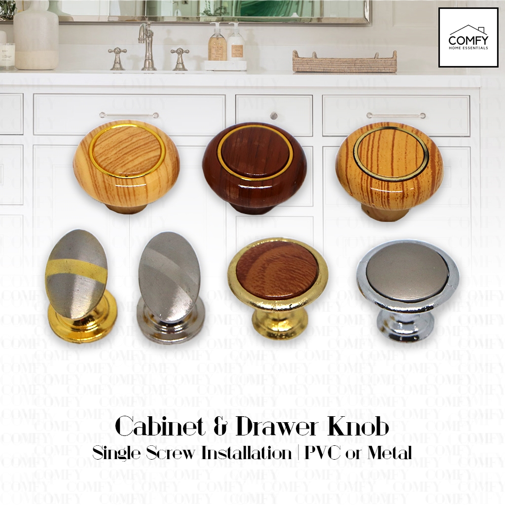 Round Cabinet Drawer Knob Metal / PVC Wood Plastic Furniture Cupboard ...