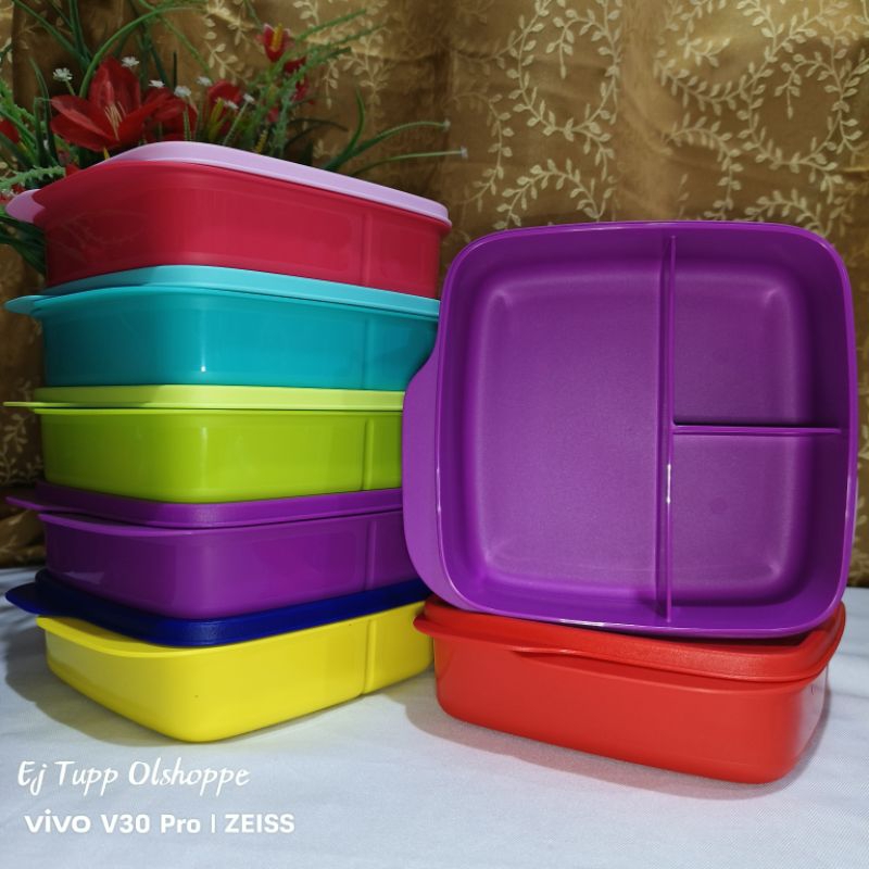 Tupperware Brands Square Divided Bento Lunchbox 550ml (1pc) | Shopee ...