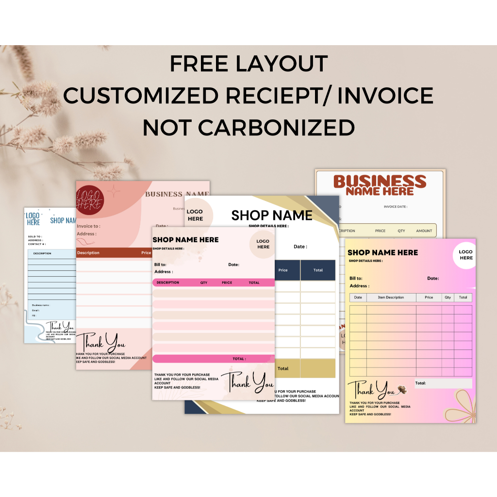 Customized / personalized generic receipt carbonless (free Layout ...