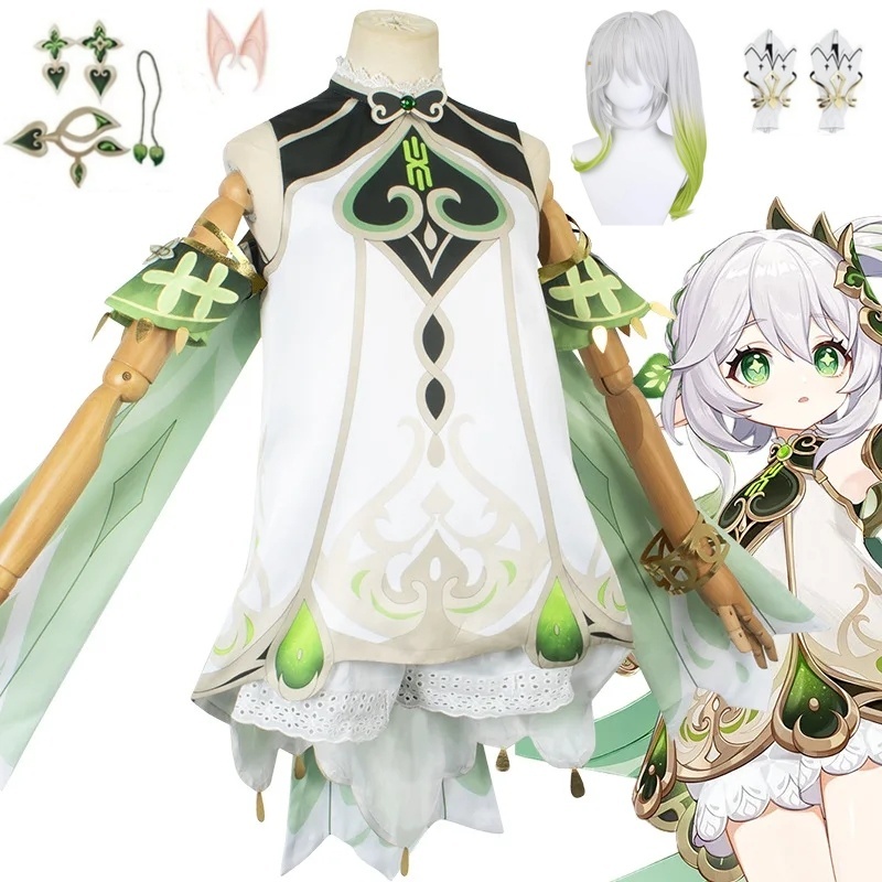 Nahida Cosplay Costume Lesser Lord Kusanali Full Set Dress Ears Wig ...