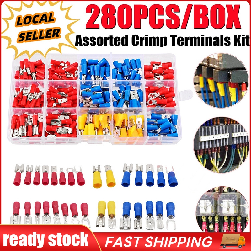 Casta 280 Pcs Assorted Crimp Spade Terminal Insulated Electrical Wire ...