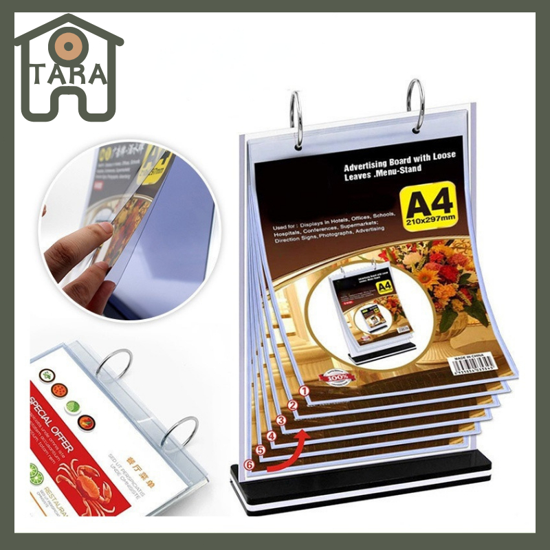 A4 Menu Display Stand Restaurant Menu Holder Acrylic Display Turning ...