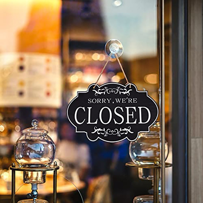 Wooden Open And Close Signage Business Double Side Open Closed Sign ...