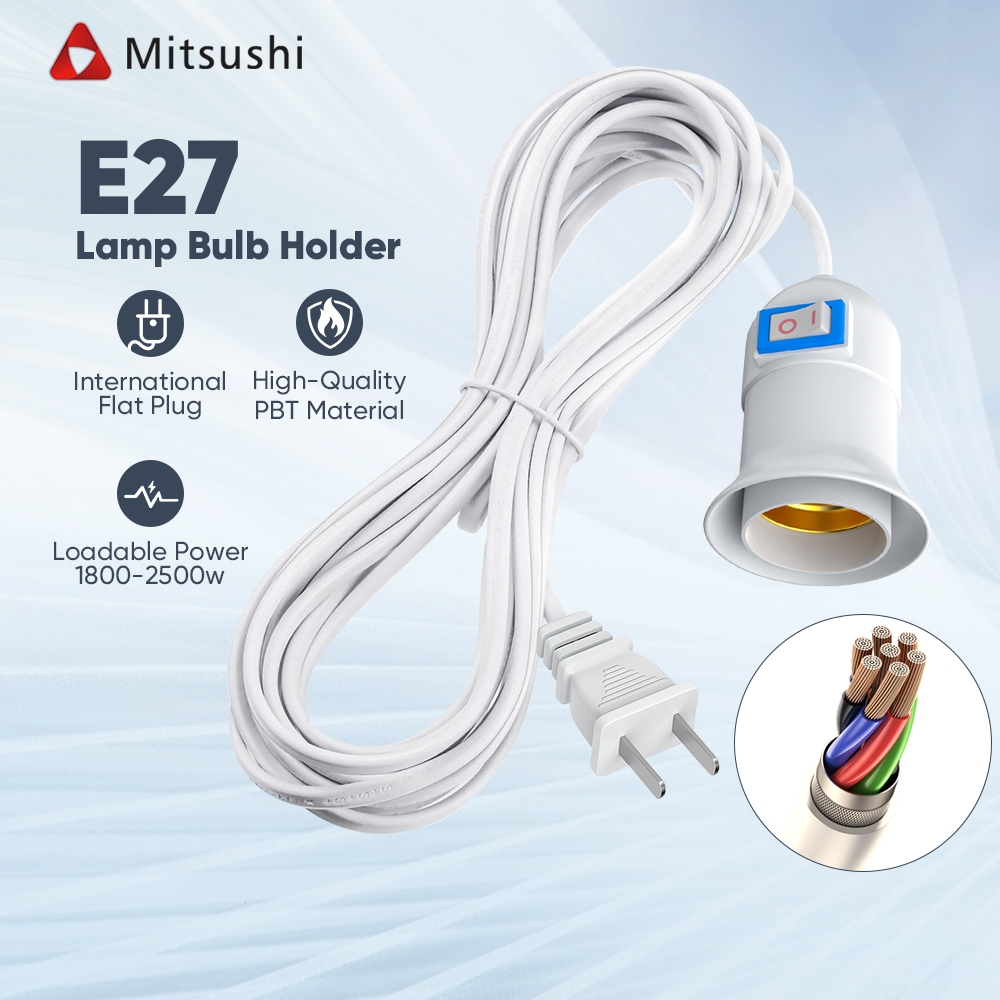 Mitsushi 2M/3M//8M/10M LED Light Bulb Extension Socket E27 bulb lamp socket extension | Shopee ...