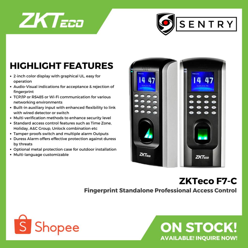ZKTeco F7 Fingerprint Standalone Professional Access Control | Shopee Malaysia