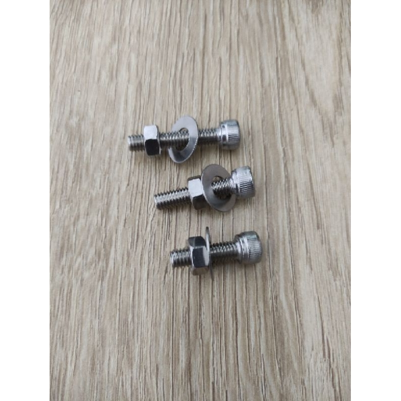 M6 stainless allen bolt, washer, lock nut, 6mm x 20, 25, 30 | Shopee ...