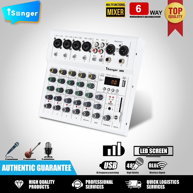 Portable USB DJ Mixer 6-channel Equalizer DJ Mixer MP3 Jack 48V ...