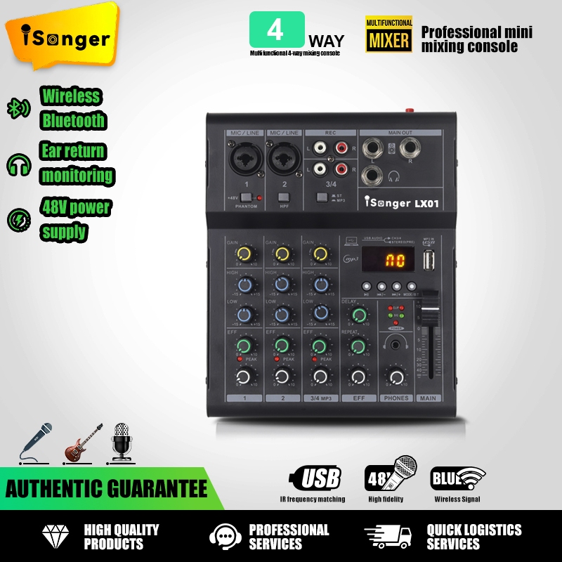 4-Channel Professional Audio Interface Sound Card With Mini USB Mixer ...