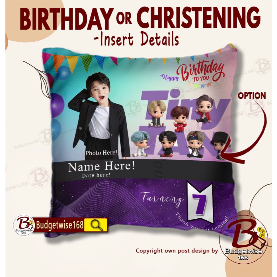 Tiny Tan BTS birthday customized insert photo and details to the design ...