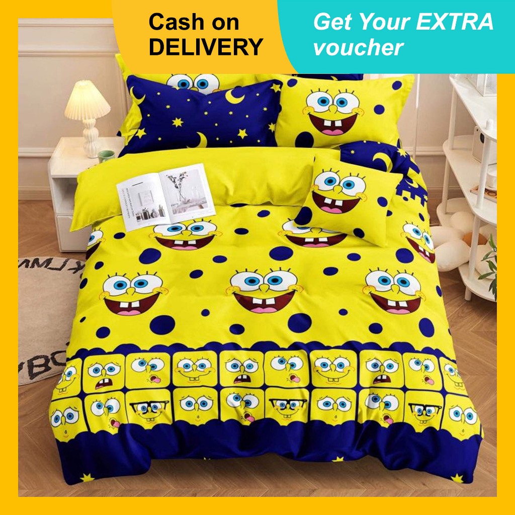 SPONGEBOB Fitted Bed Sheet 4Corner Garterized Bed Sheet Premium ...
