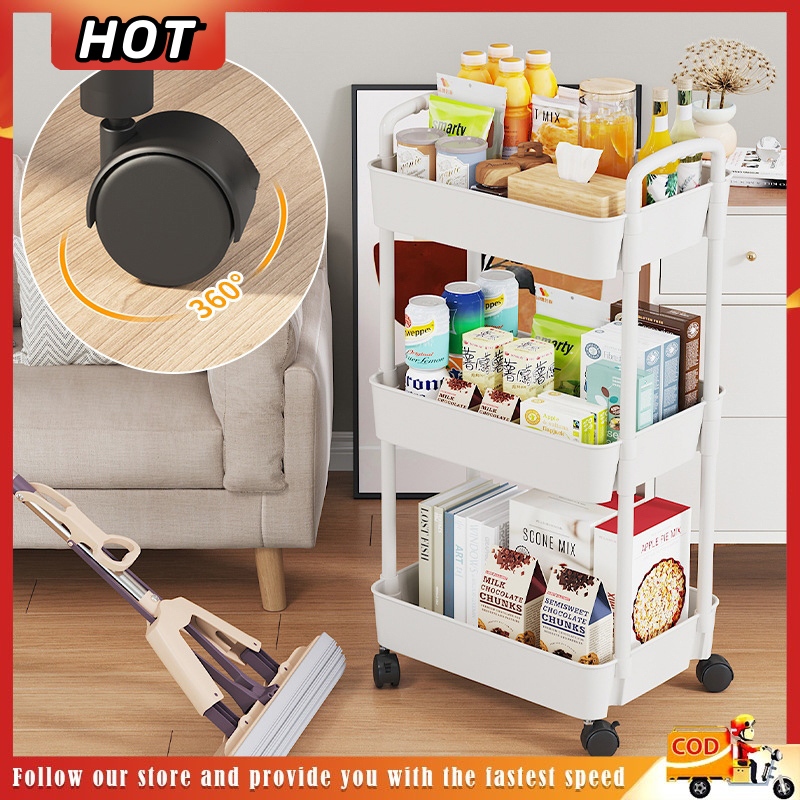 HOT 2/3/4 Layer Trolley Cart Organizer Movable Rack With Wheels Storage ...