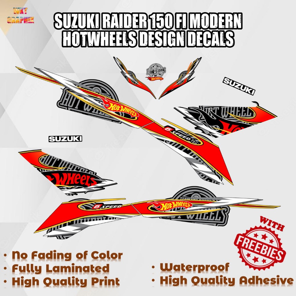 SUZUKI RAIDER 150 FI MODERN HOTWHEELS DESIGN DECALS ((WATERPROOF ...