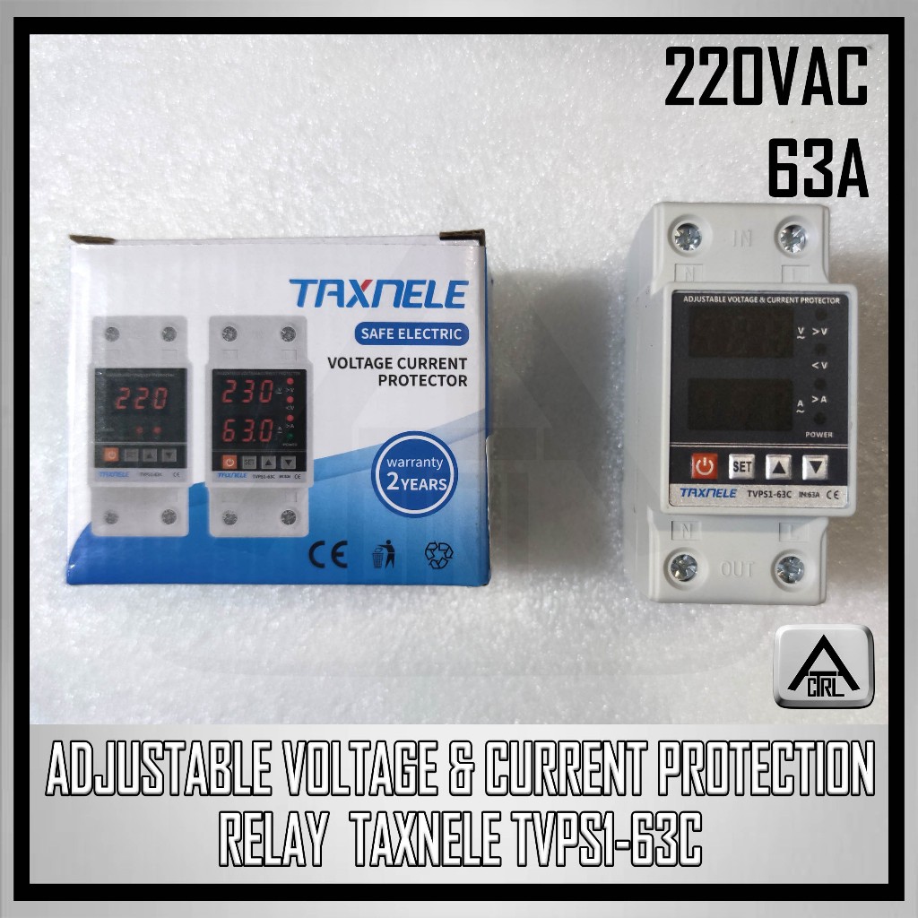 TAXNELE TVPS1-63C Dual Display 63A 230V Din Rail Over Under Voltage ...
