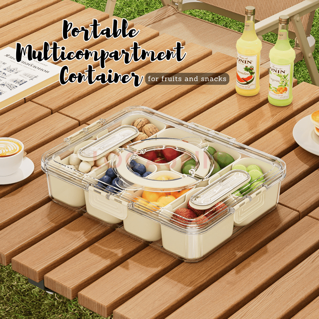 Portable Multicompartment Container Fruits and Snacks Divided Tray with ...