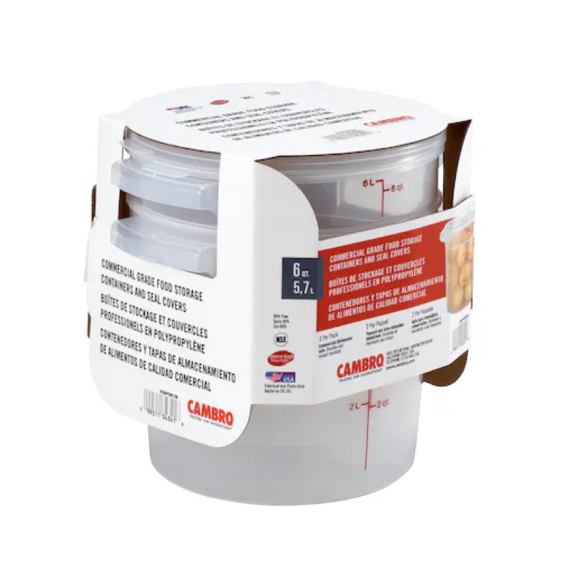 Cambro Commercial Grade Food Storage Containers with Lids - 6qt (2Pcs ...