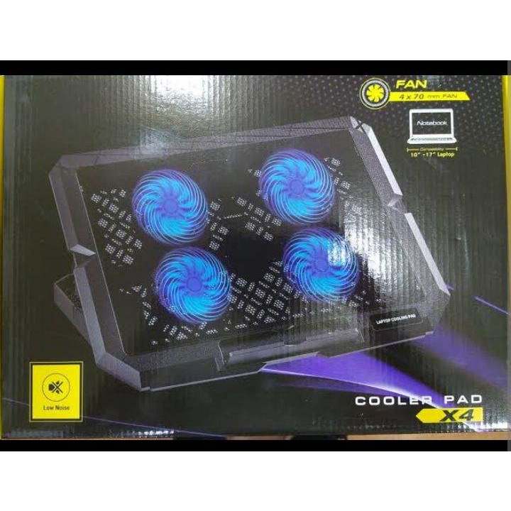 LAPTOP COOLER X4 4 FANS BLUE LIGHT UP TO 17 INCH | Shopee Malaysia