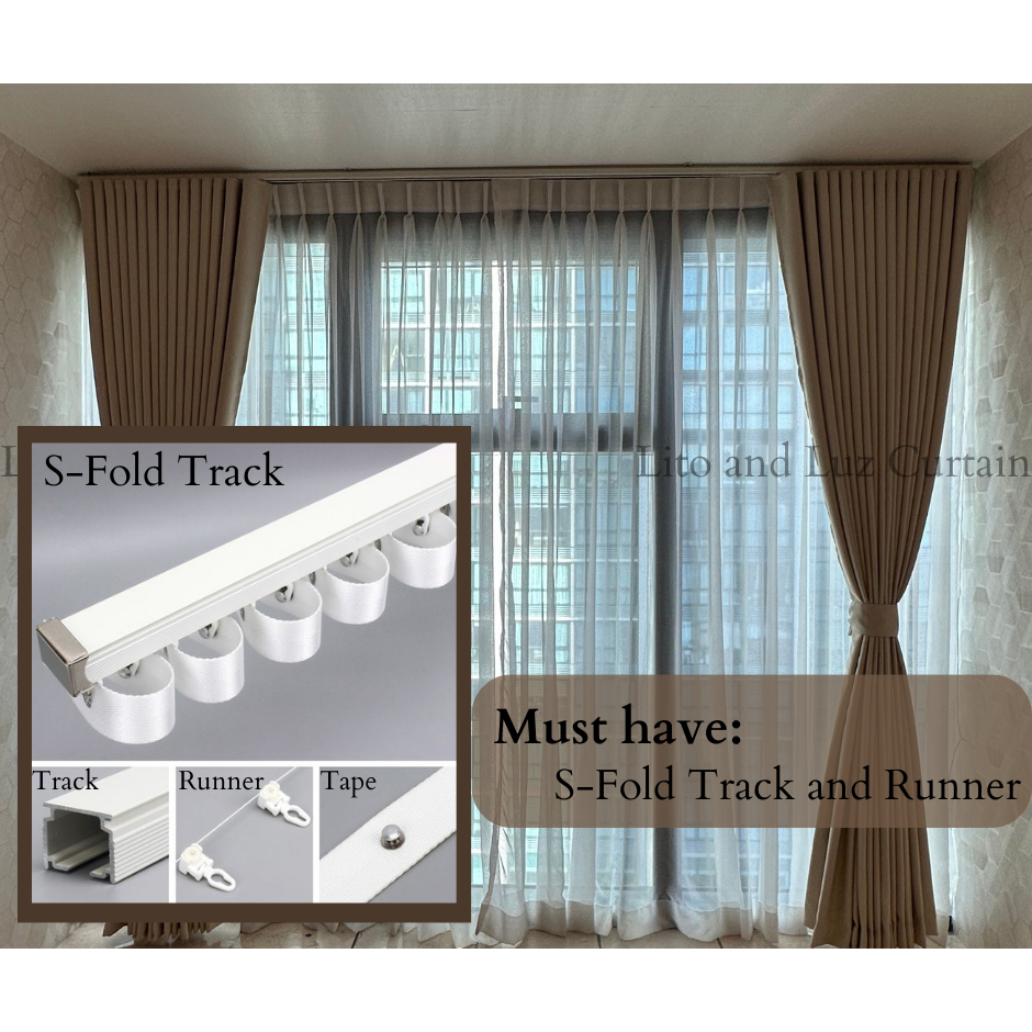 S-Fold Blockout, Ripple Fold Drapery or Wave Fold Curtains (double size) by Lito and Luz Curtain ...