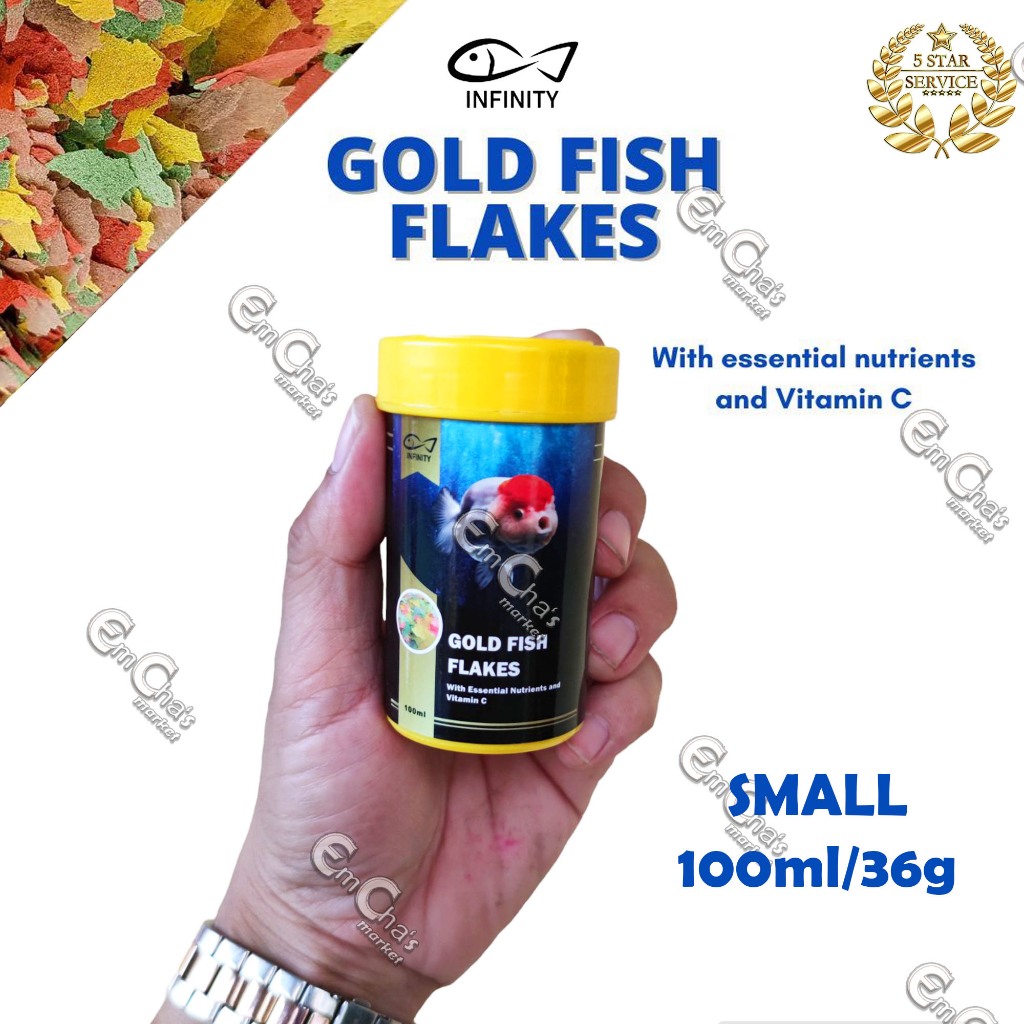 INFINITY Goldfish FLAKES (100ml SMALL) Goldfish Food Ranchu Oranda Red ...