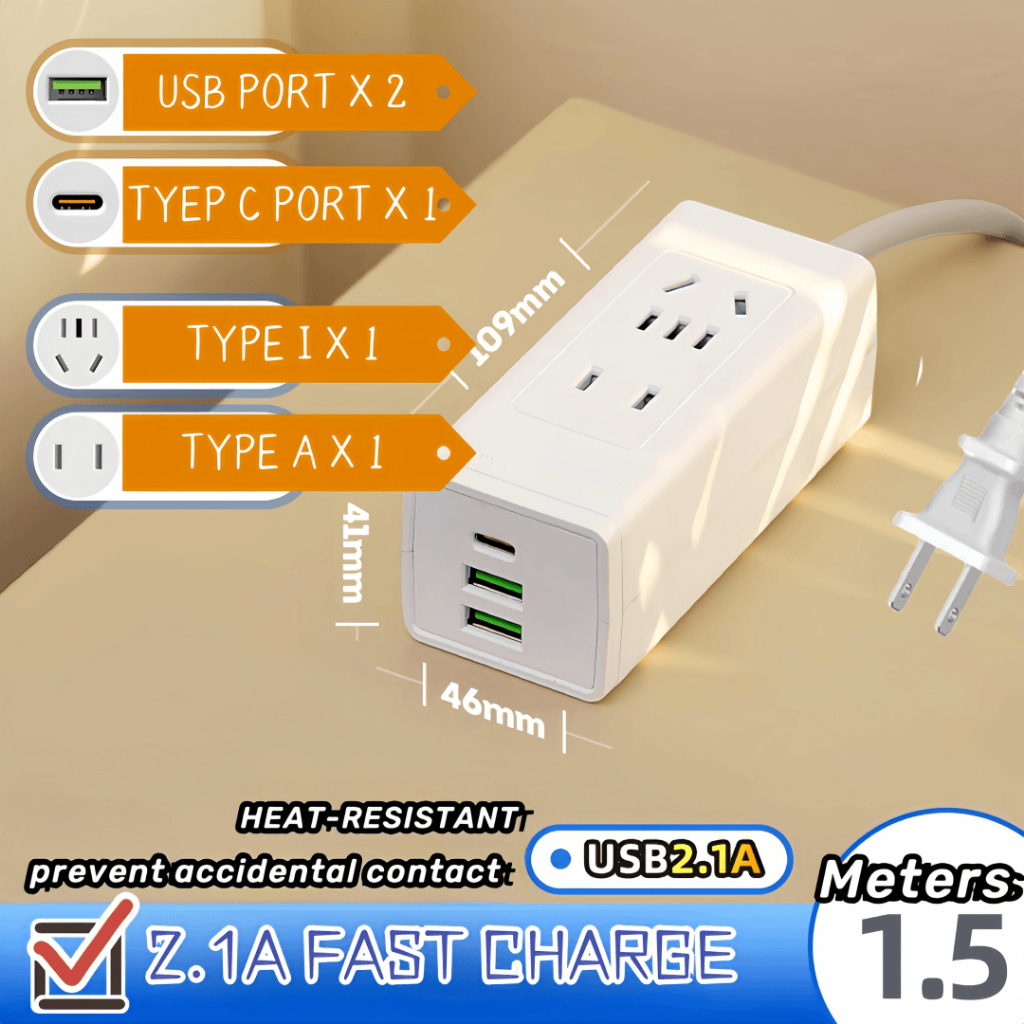 Zeus Portable Socket Hub Extension Multifunction Socket With 2 USB And ...