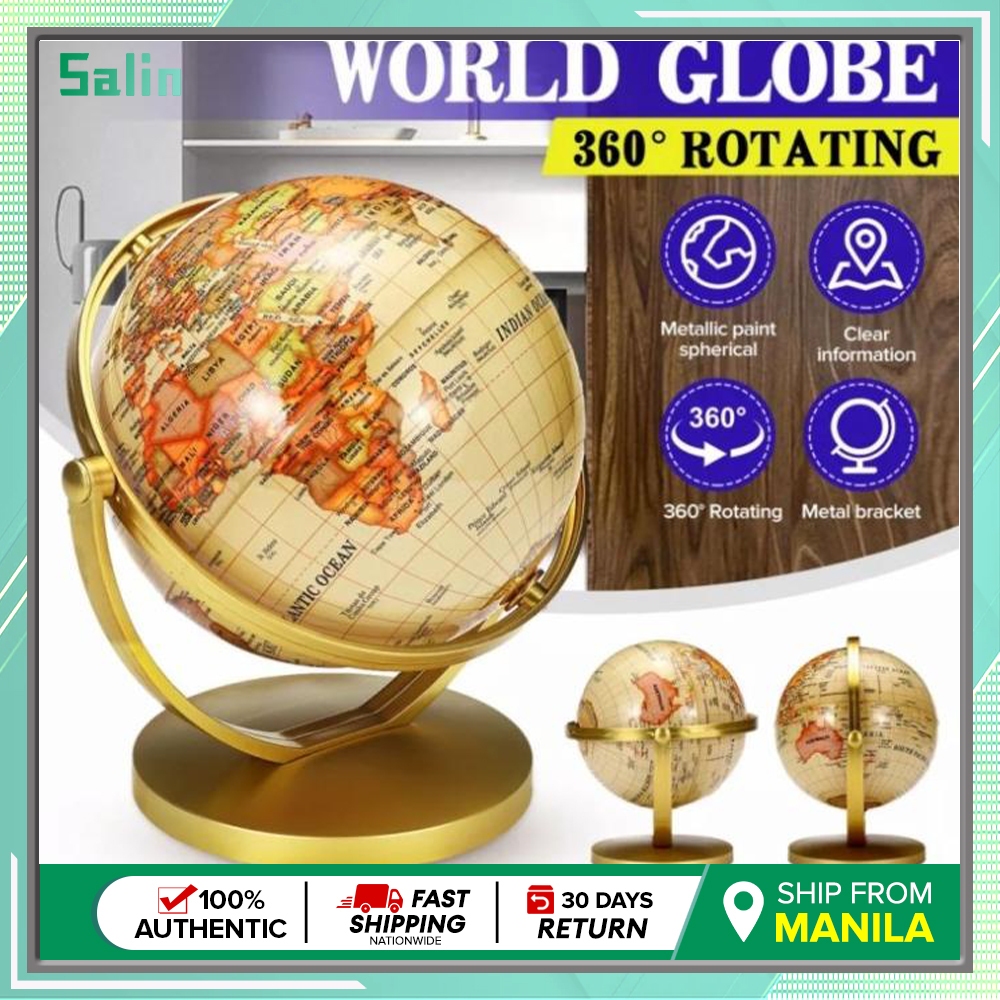 retro style 360 rotating globe rotating map earth geography world ...