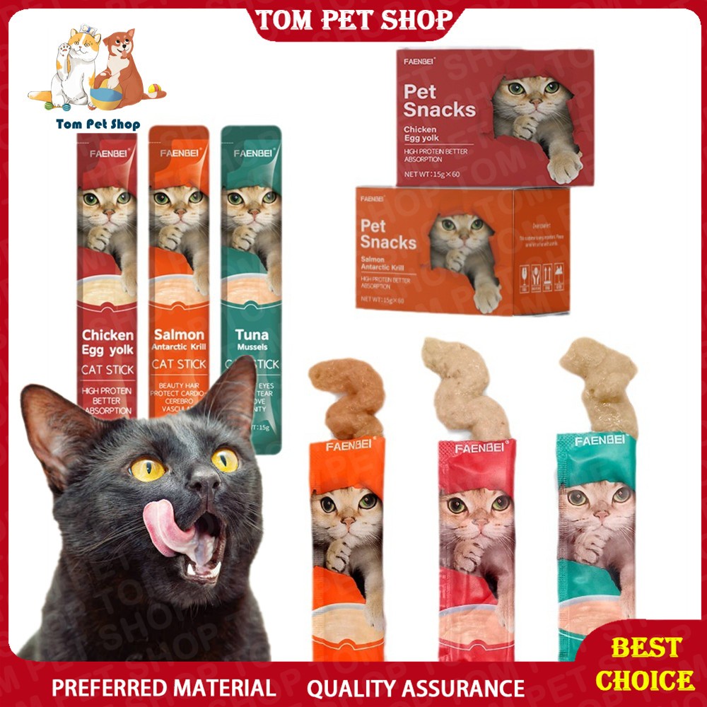 60Pcs/Box Nutritious Cat Snacks Cat Food Cat Bars Wet Food Pack Liquid ...