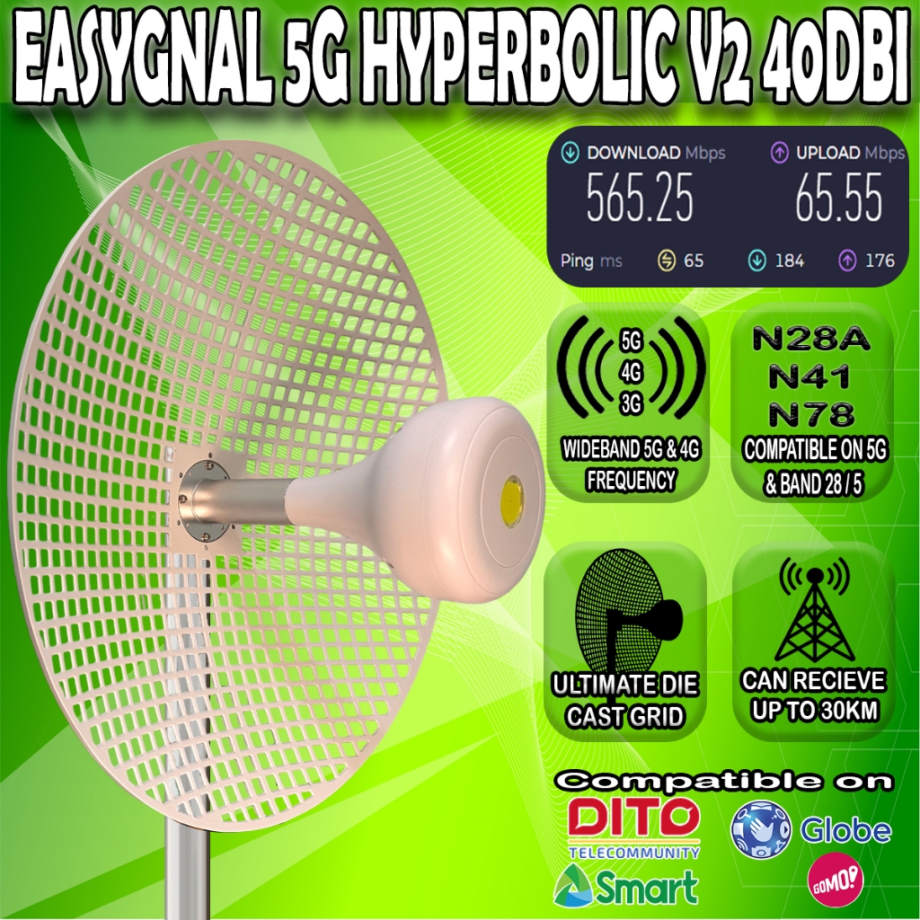 Easygnal 4G 5G Hyperbolic WideBand MIMO antenna 2*20 / 40Dbi with 20M Cable WIFI Antenna 618 ...