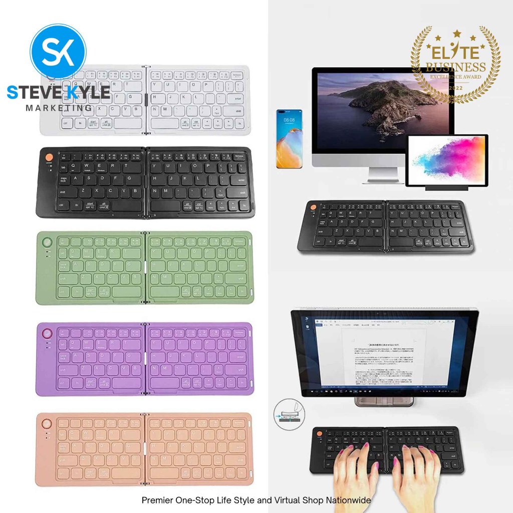 UltraSlim Foldable Keyboard Rechargeable Bluetooth Silent Typing for ...